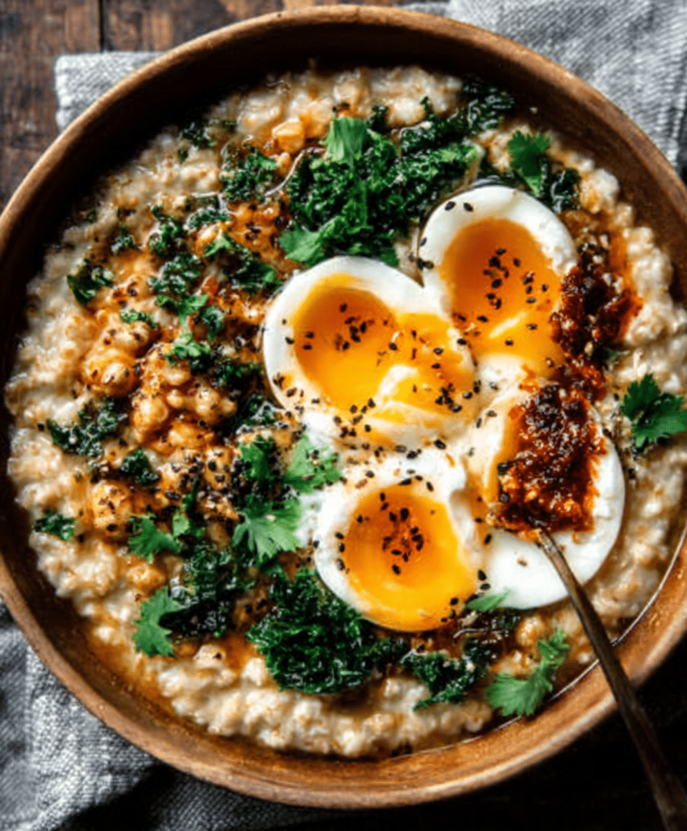 Savory Za’atar Oat Porridge with Soft-Boiled Egg delights! - yumyumrecipe.com