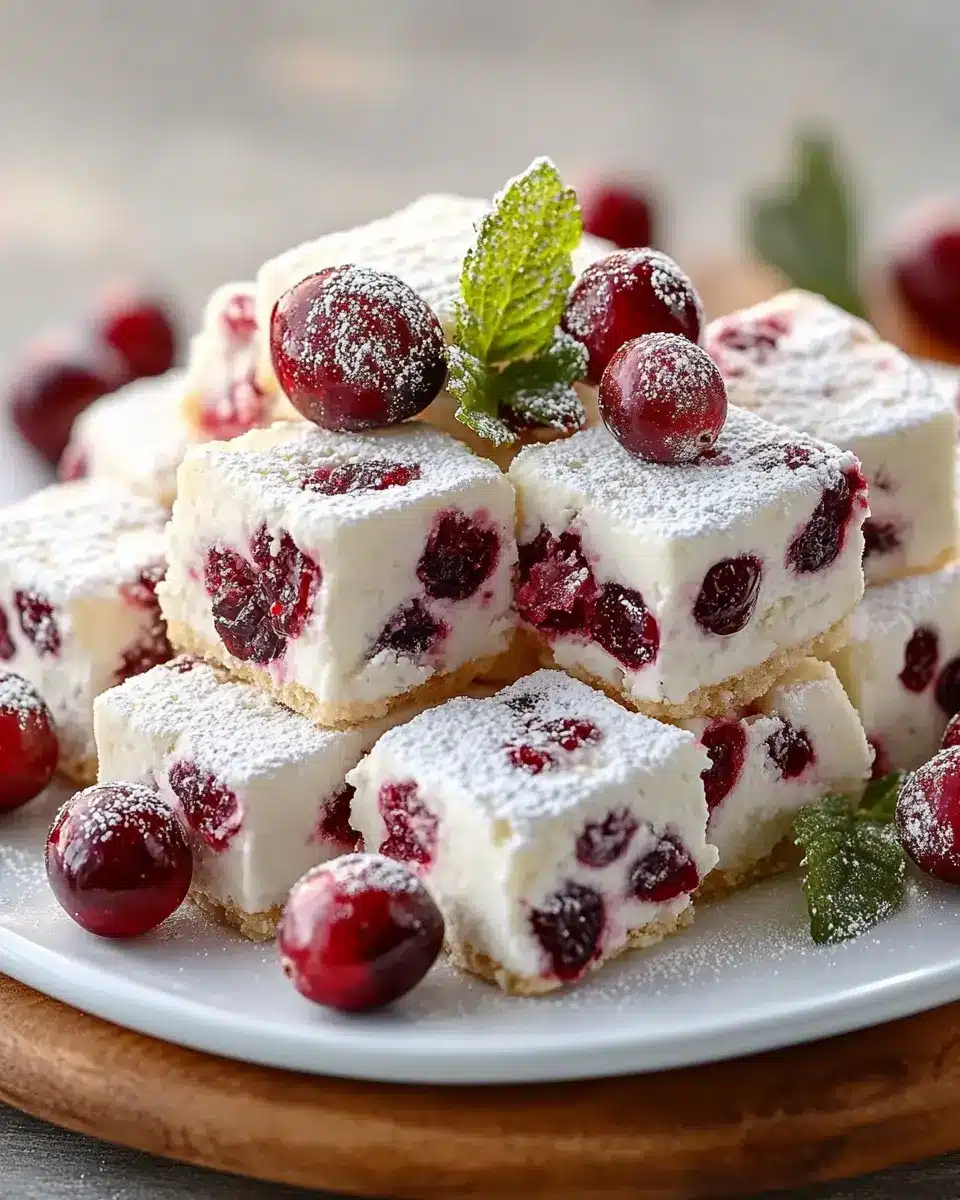 no-bake vanilla cranberry cloud cubes